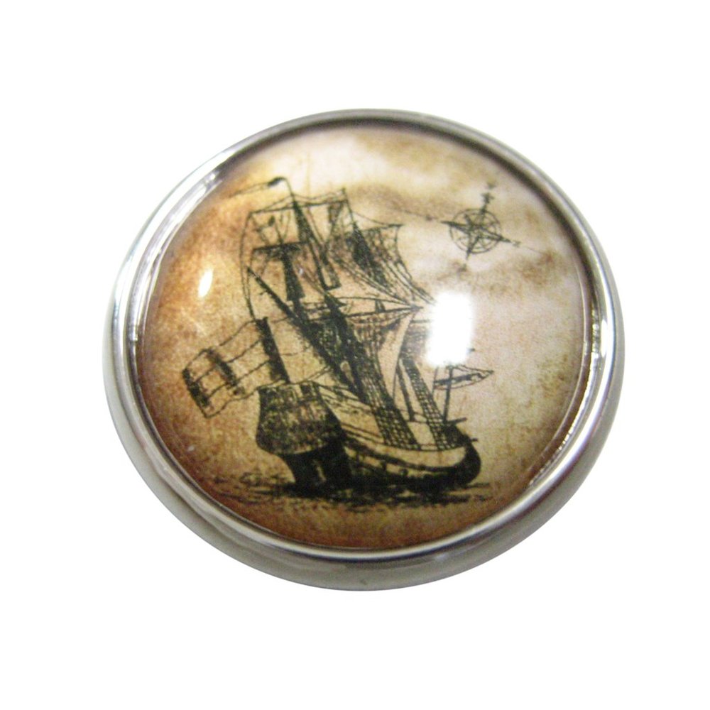 Nautical Old Ship Circular Magnet - Gem